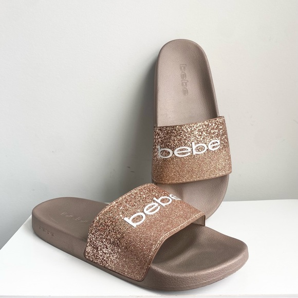 bebe | Shoes | Bebe Fraida Slide Sandals Rose Gold Size 2 | Poshmark